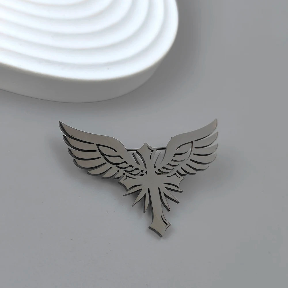 Wings Cross Brooch Pin - Angel Christian Lapel Pin | Stainless Steel ...