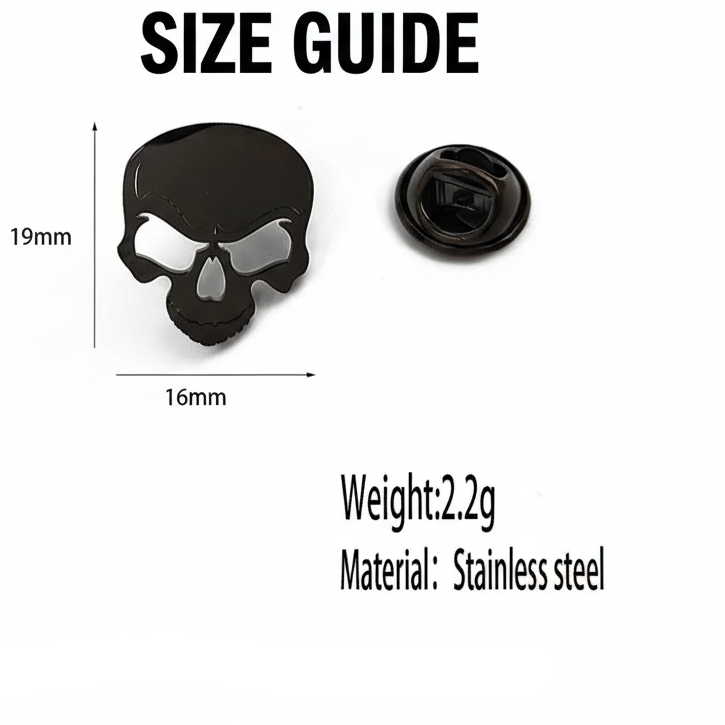 Skeleton Pattern Skull Brooch - 316L Stainless Steel Birthday Gift Pin ...