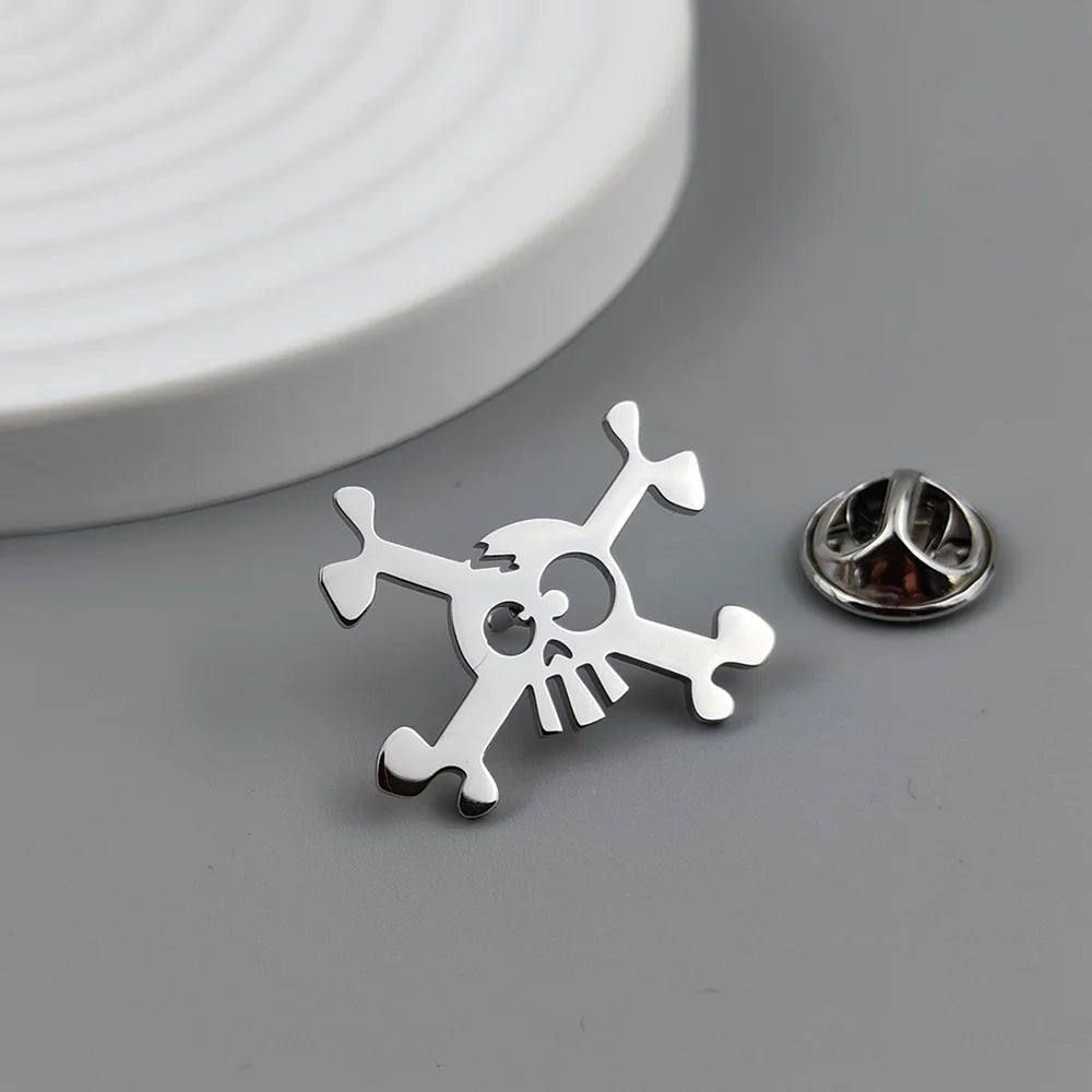 Classic Skull Lapel Pin - 316L Stainless Steel 18K Gold Plated Badge ...