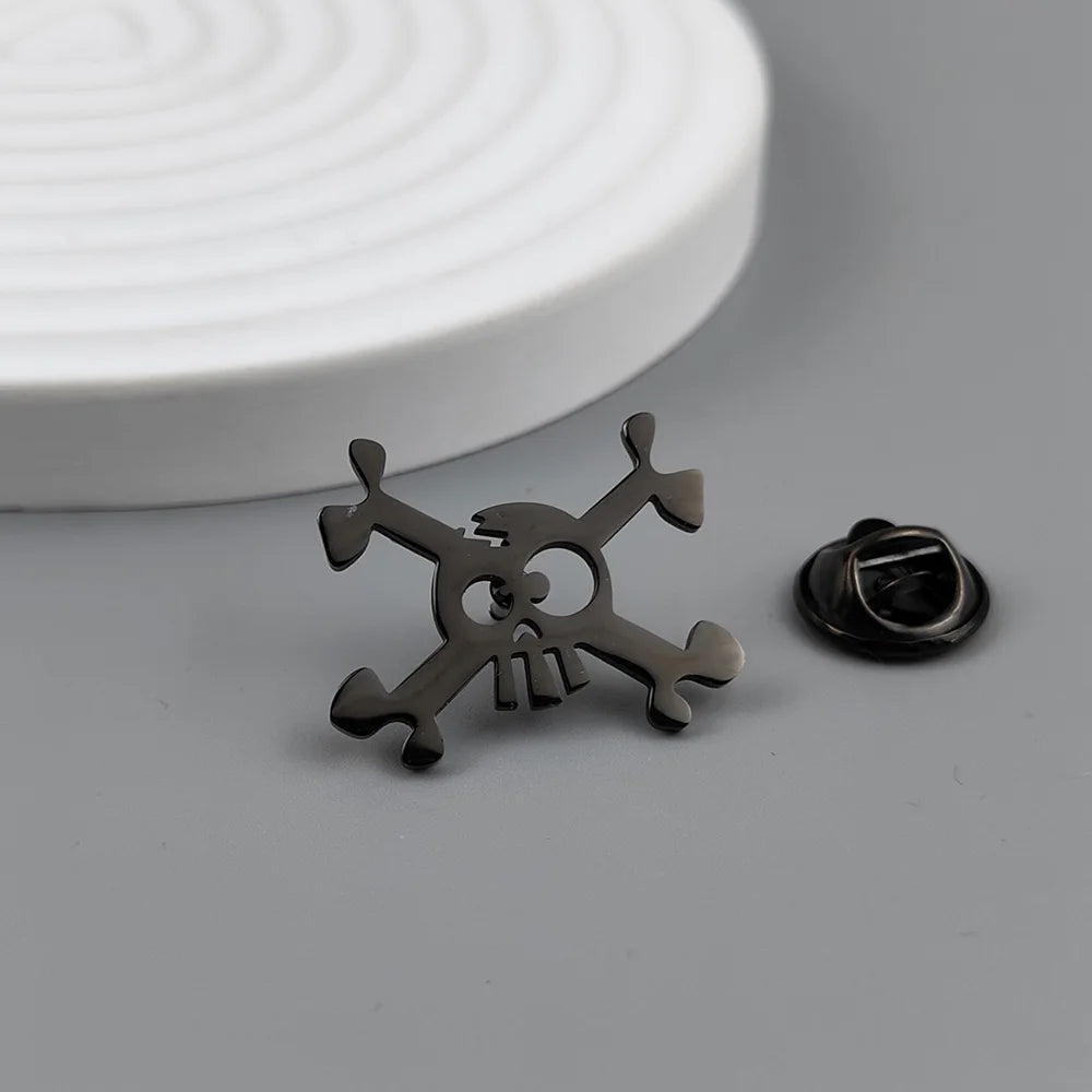 Classic Skull Lapel Pin - 316L Stainless Steel 18K Gold Plated Badge ...