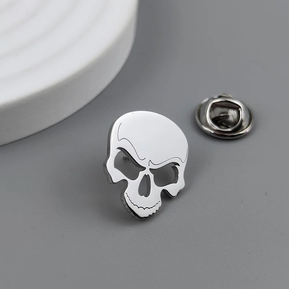 Skeleton Pattern Skull Brooch - 316L Stainless Steel Birthday Gift Pin ...