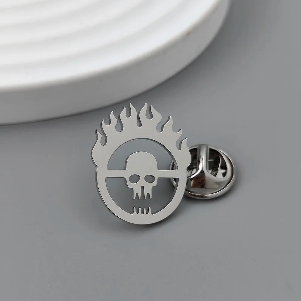 Flame Skull Lapel Pin - 18K Gold Plated Gothic Brooch for Men – Custom ...